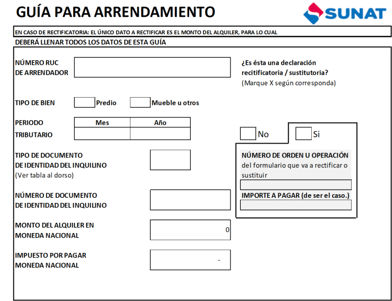 SUNAT ️ Descargar GUIA de ARRENDAMIENTO [EXCEL] formulario 1683 ...
