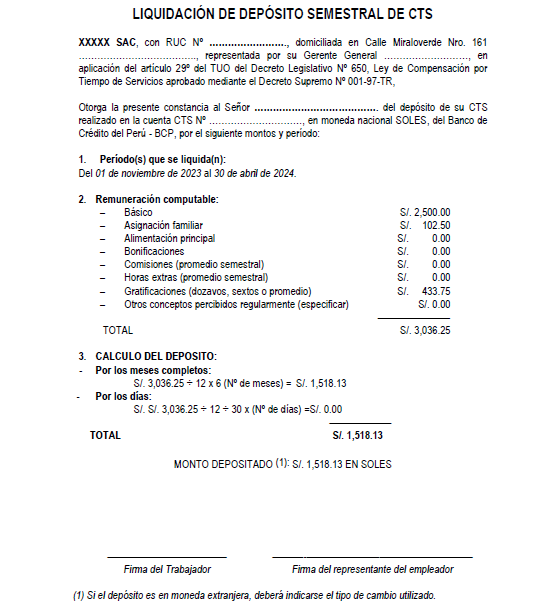 Modelo de Liquidación de CTS en Word – ESTUDIO REYES & ASOCIADOS